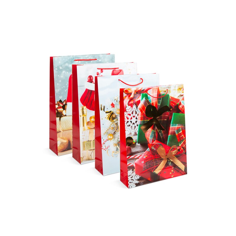 Set de 12 Bucati de Pungi Cadou de Craciun, din Hartie, 330 x 102 x 457 ...