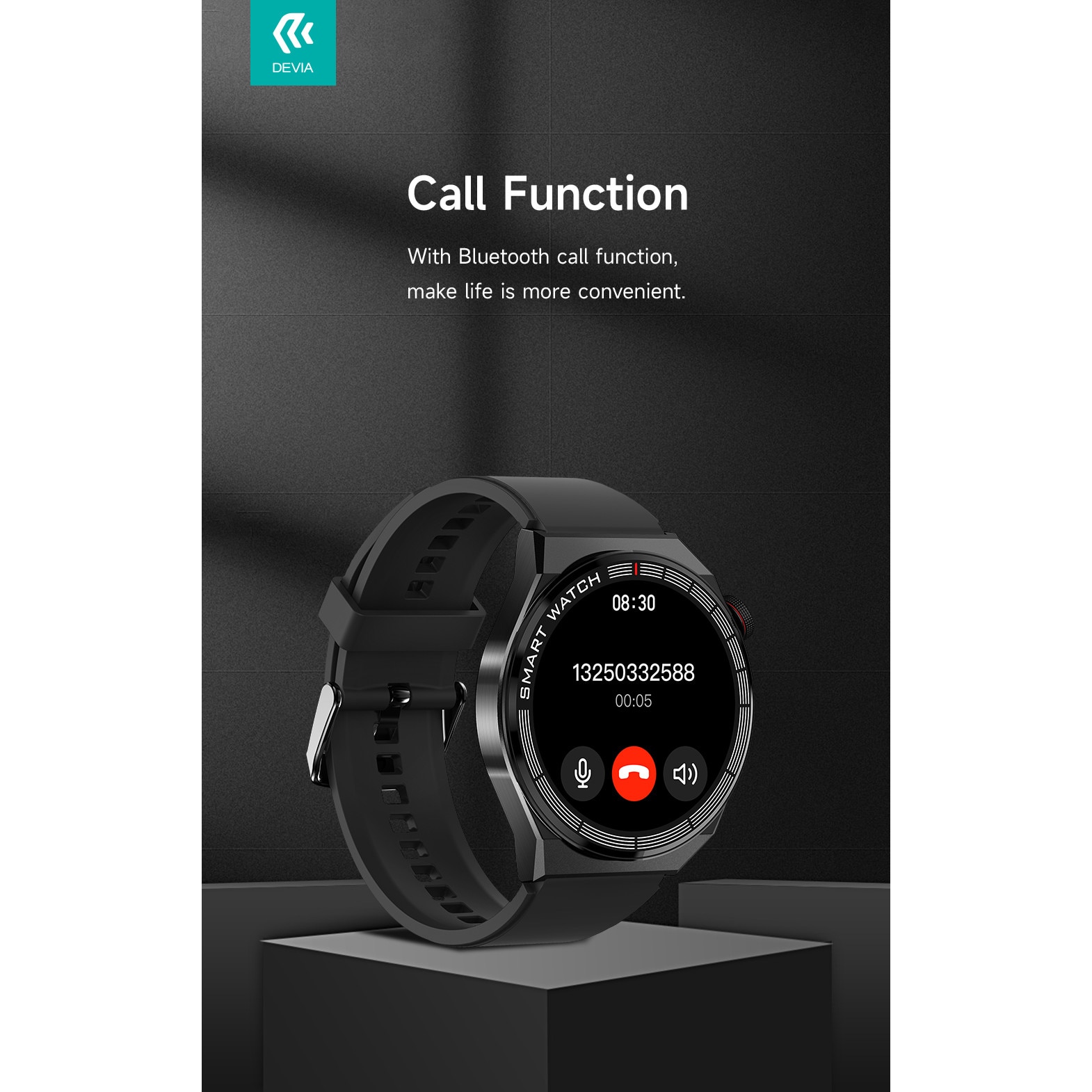 Смарт часовник DEVIA Smart Watch Pro 1, черен - eMAG.bg