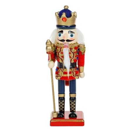 Figurina Craciun Rege din Lemn Shopiens®, Uniforma Catifelata Rosie ...