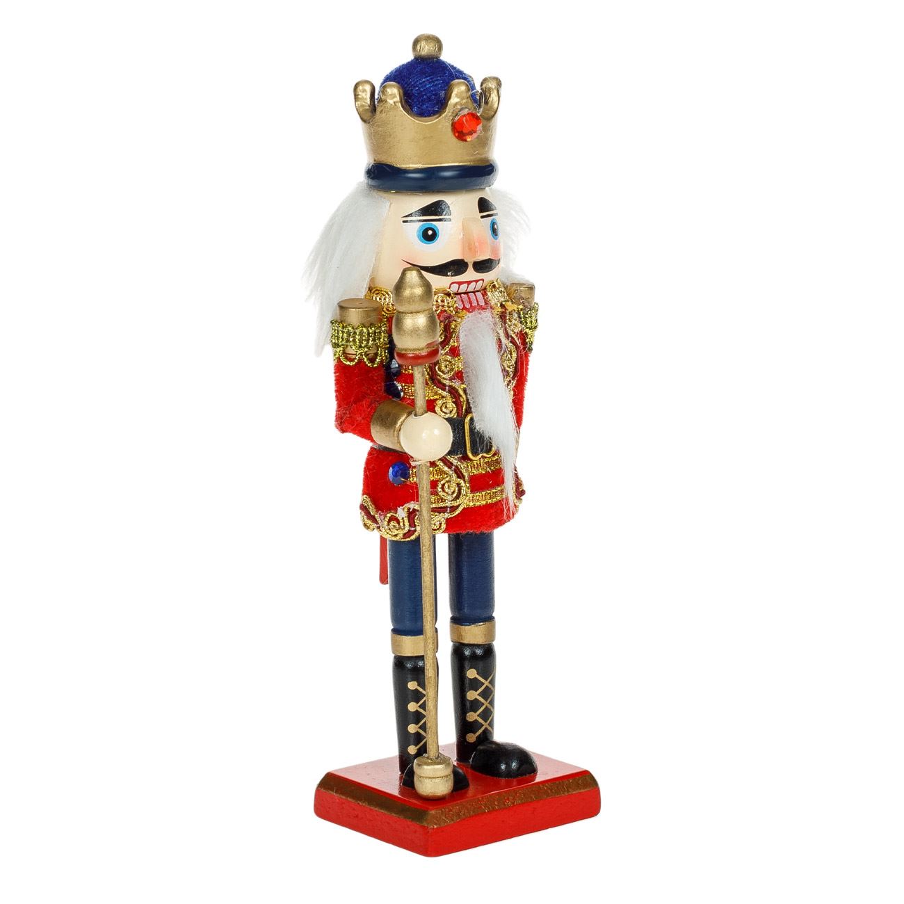Figurina Craciun Rege din Lemn Shopiens®, Uniforma Catifelata Rosie ...