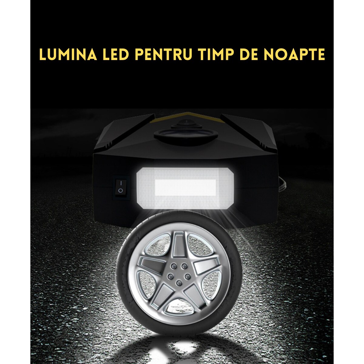 Pompa aer auto electrica smart, afisaj digital LCD, Multifunctionala ...