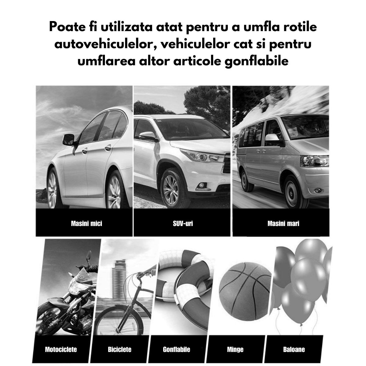 Pompa aer auto electrica smart, afisaj digital LCD, Multifunctionala ...