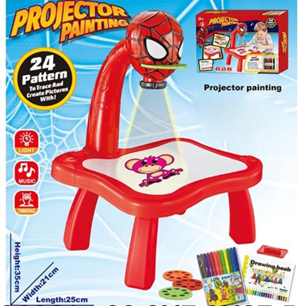 Proiector pentru copii, Cu masa si pixuri, Spider-Man, Multicolor - eMAG.ro