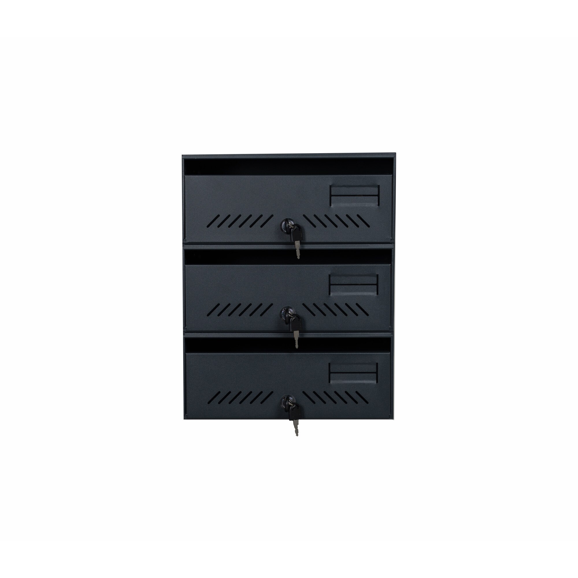 Modul 3 cutii postale cu usa striatii culoare gri antracit si cadru ...