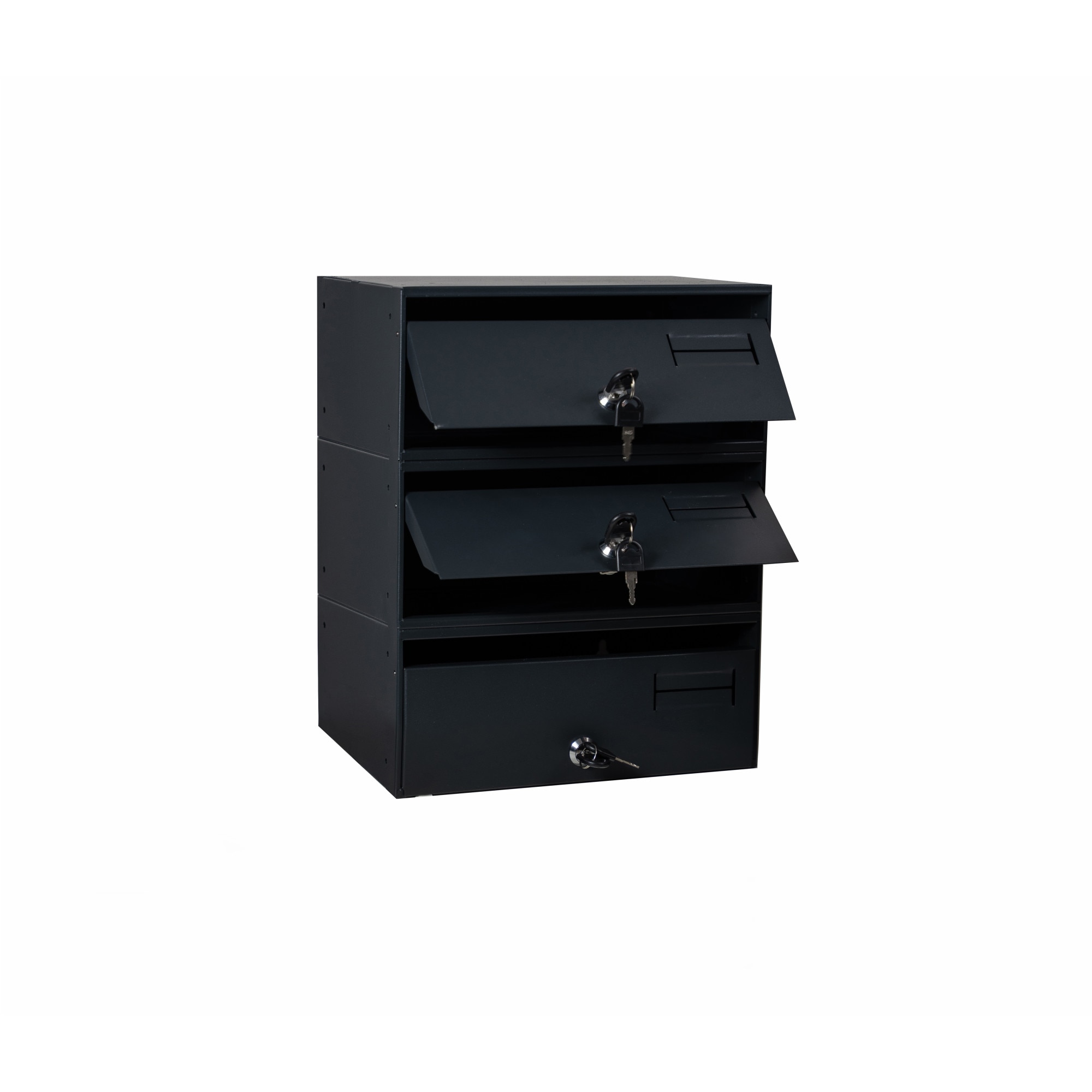 Modul 3 cutii postale cu usa plina culoare gri antracit si cadru ...