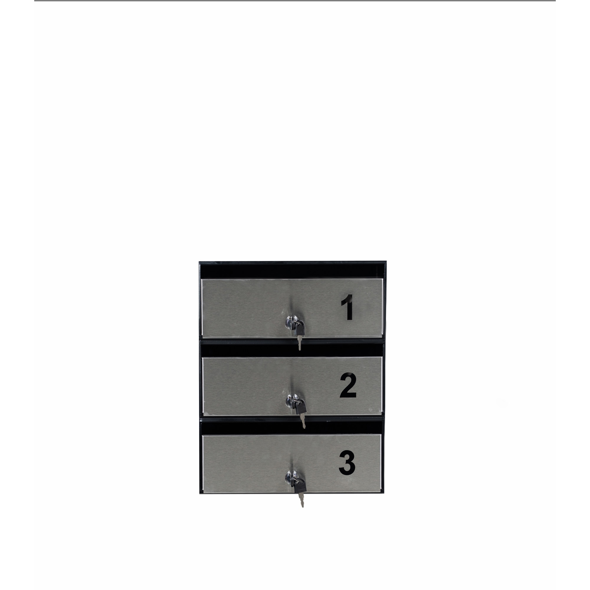 Modul 3 cutii postale de LUX cu usa din inox si cadru culoare negru ...