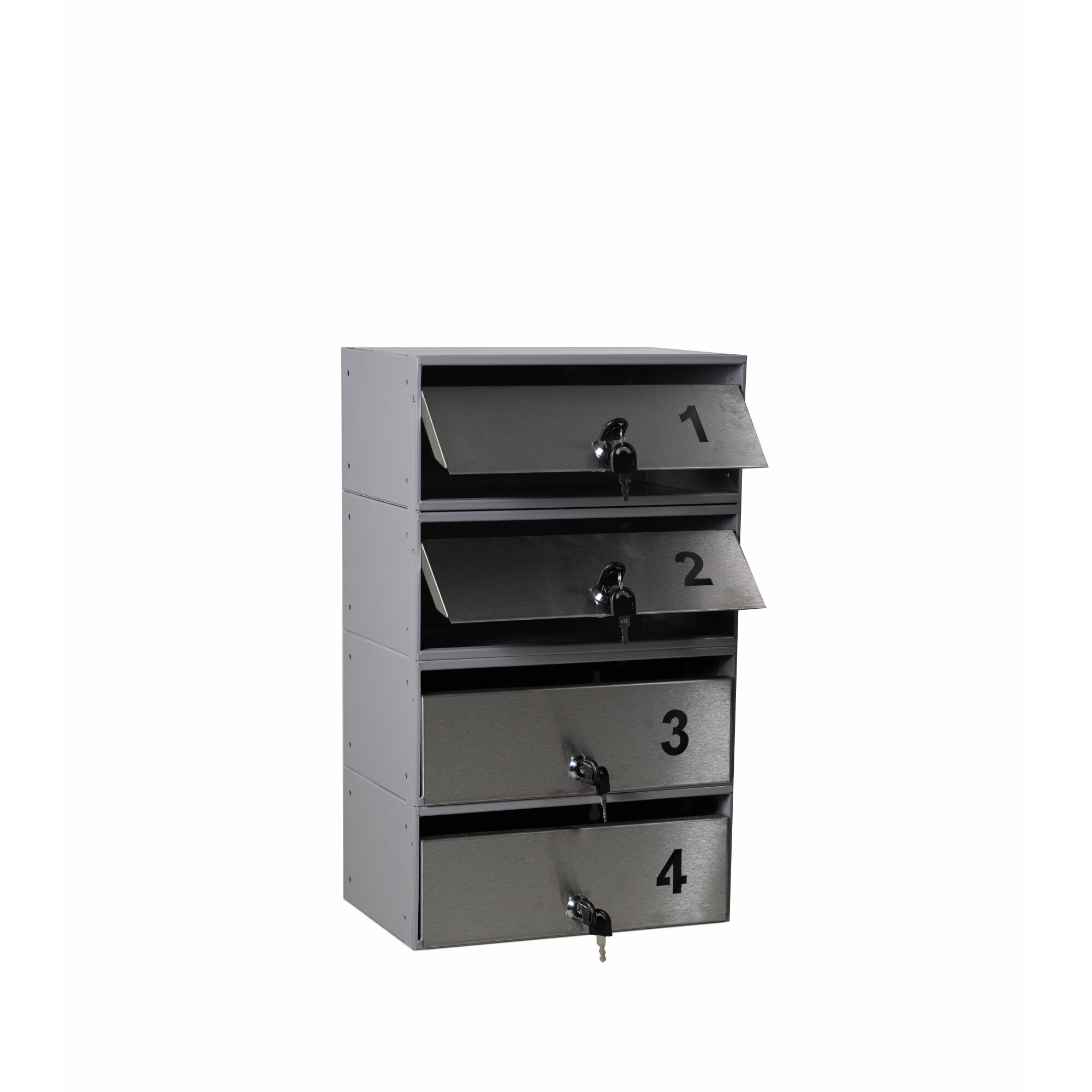 Modul 4 cutii postale de LUX cu usa din inox si cadru culoare gri ...