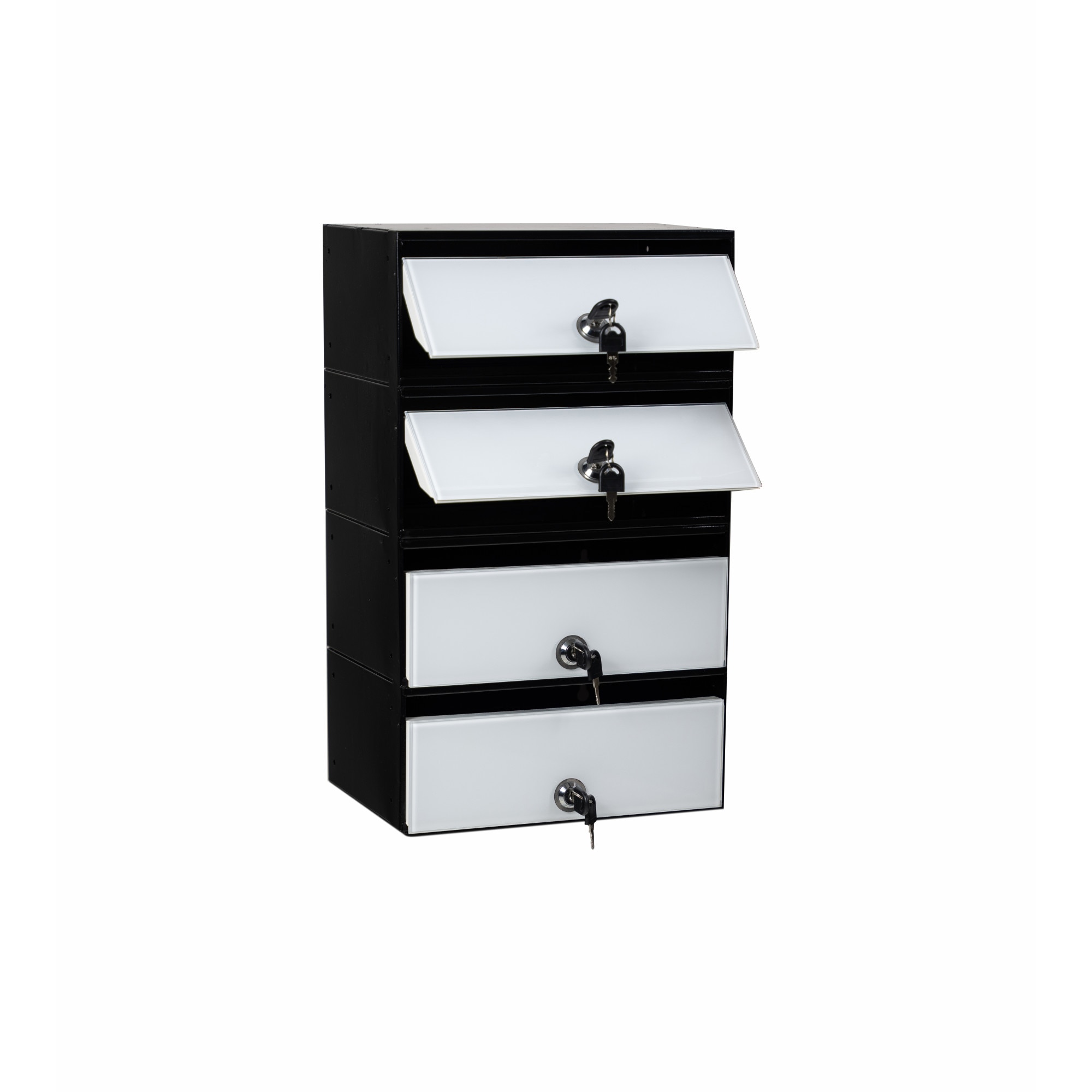 Modul 4 cutii postale de LUX cu usa din sticla Lacobel alba si cadru ...