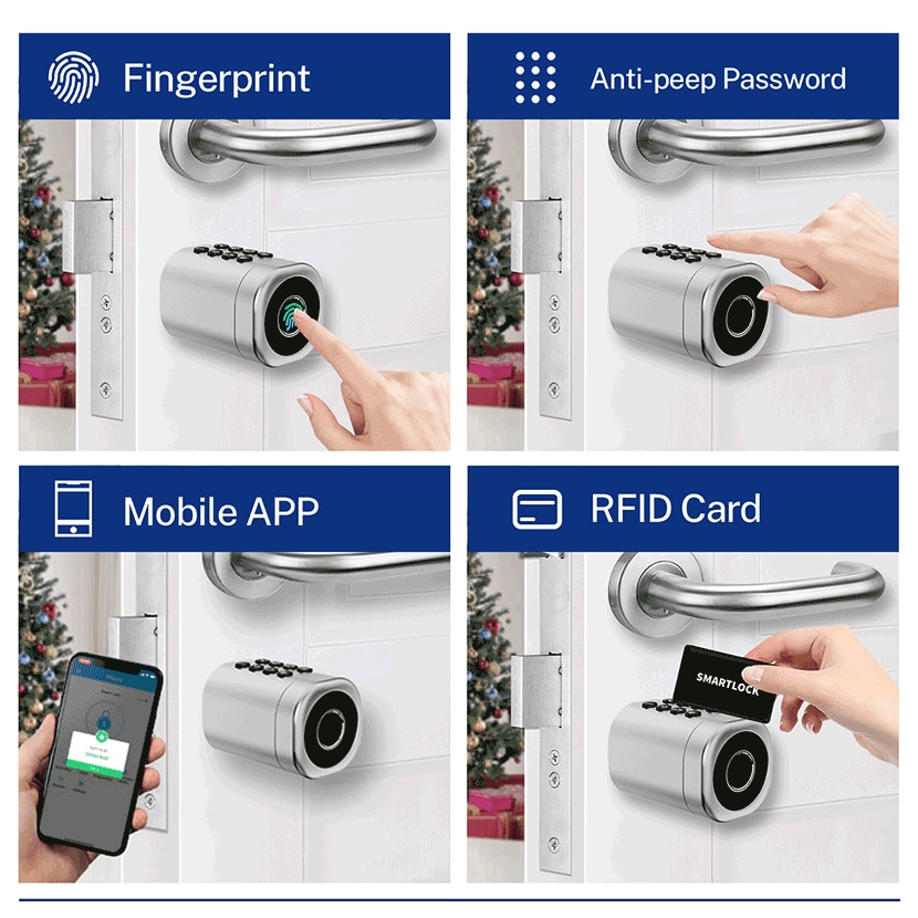 Cilindru incuietoare inteligenta, acces cu cod, amprenta, card NFC ...