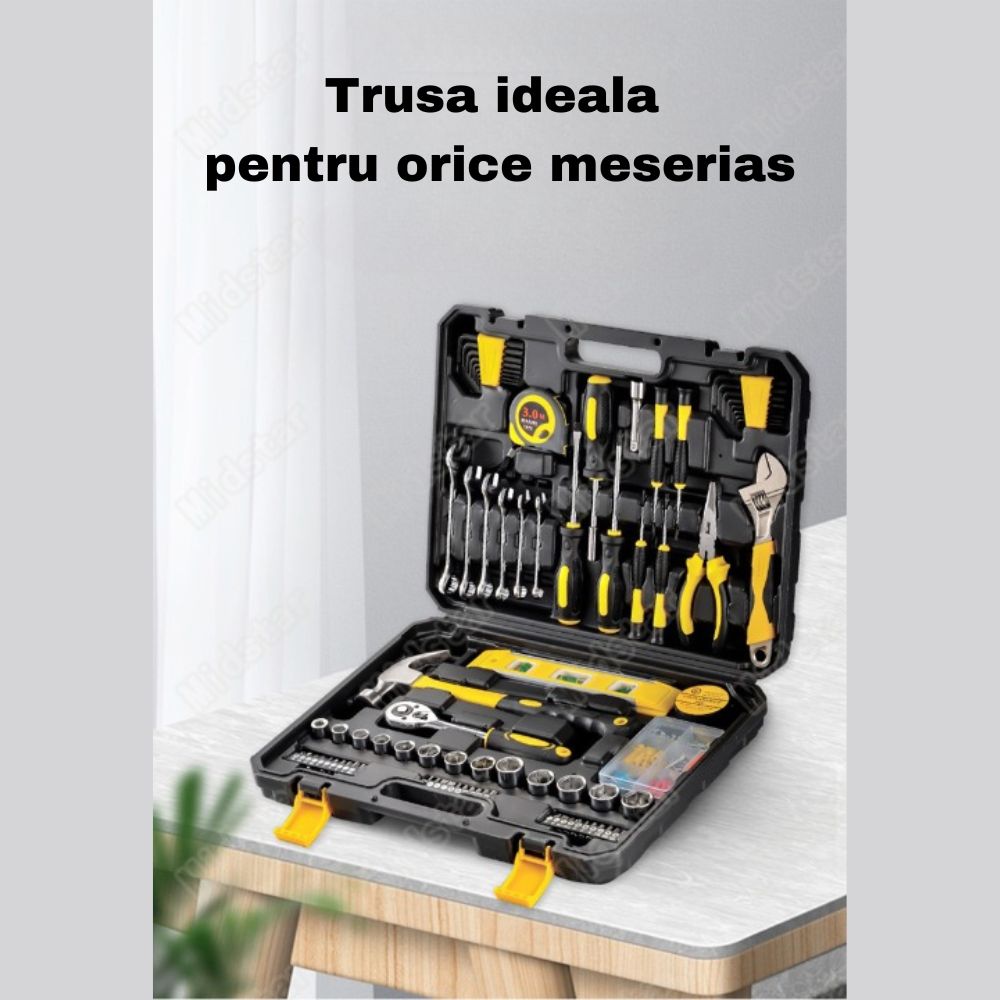 Trusa de scule pentru uz casnic, 108 piese, otel crome-vanadium de ...