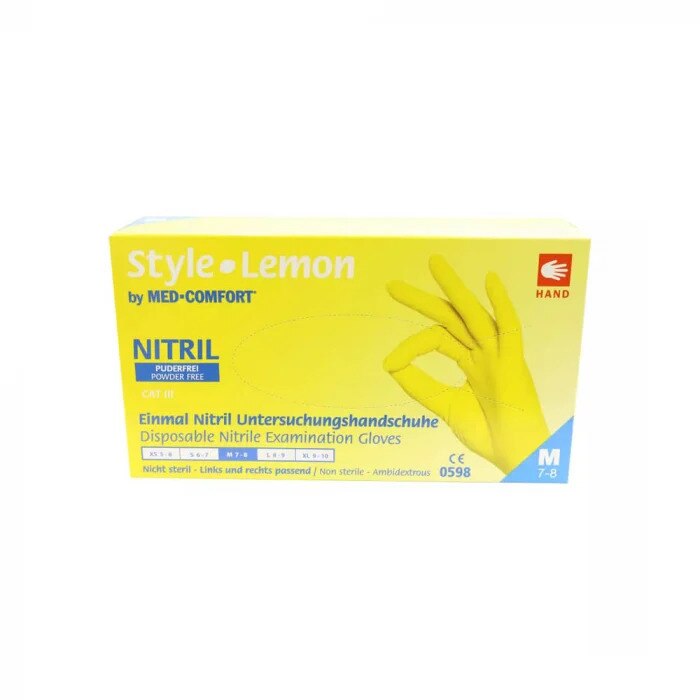 Set 100 bucati manusi examinare nitril Style Lemon, nepudrate, marimea ...