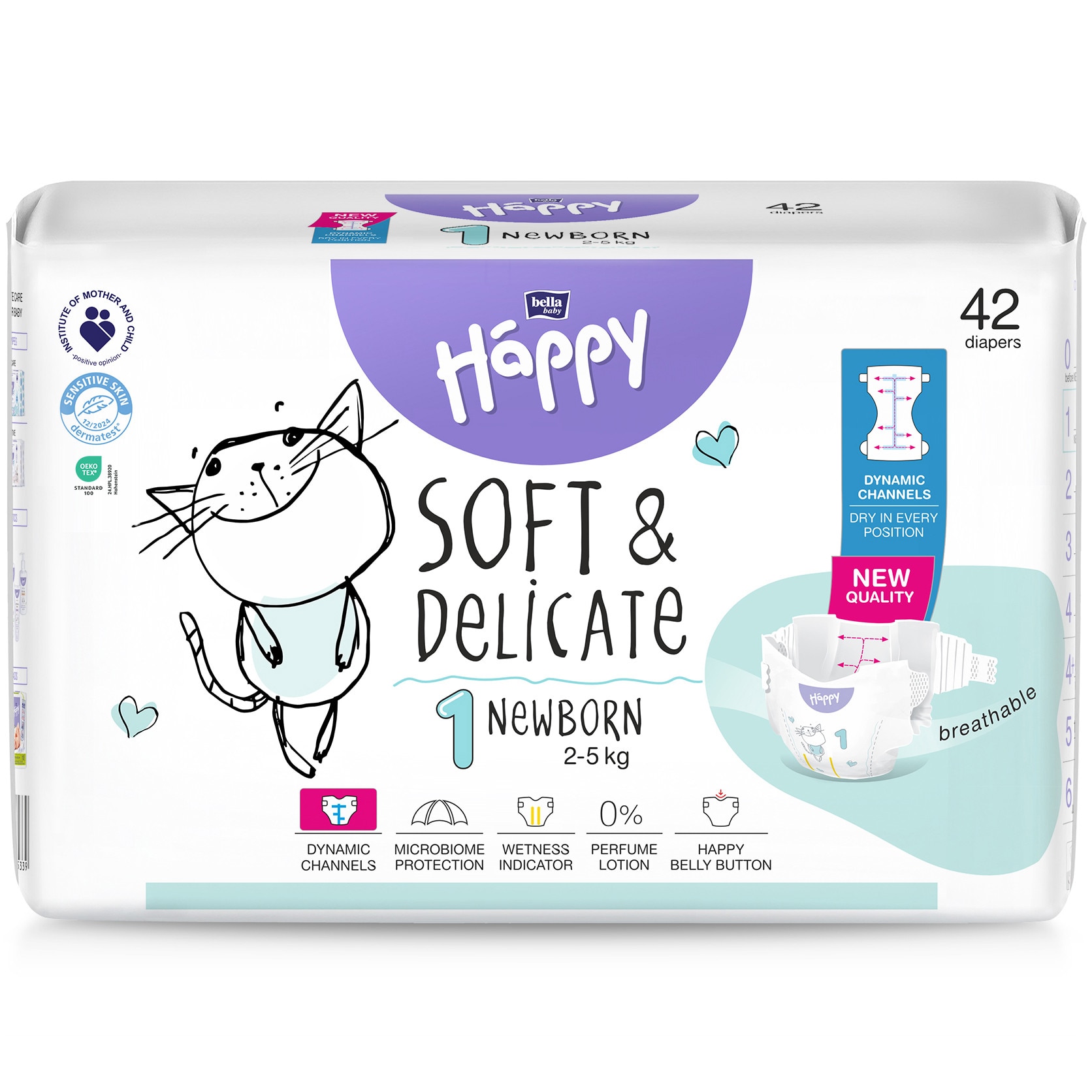 Scutece Happy Soft&Delicate, Nou Nascut, Marimea 1, 42 buc - eMAG.ro