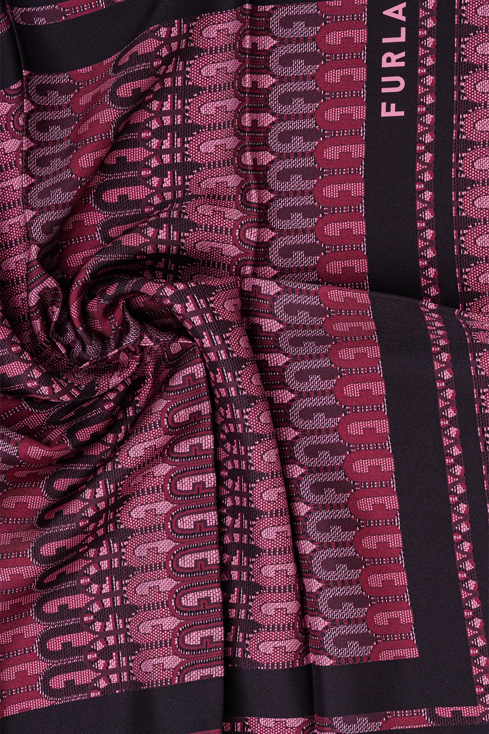 Furla, Esarfa cu monograma Primula Carre', Violet tyrian, Violet pruna ...