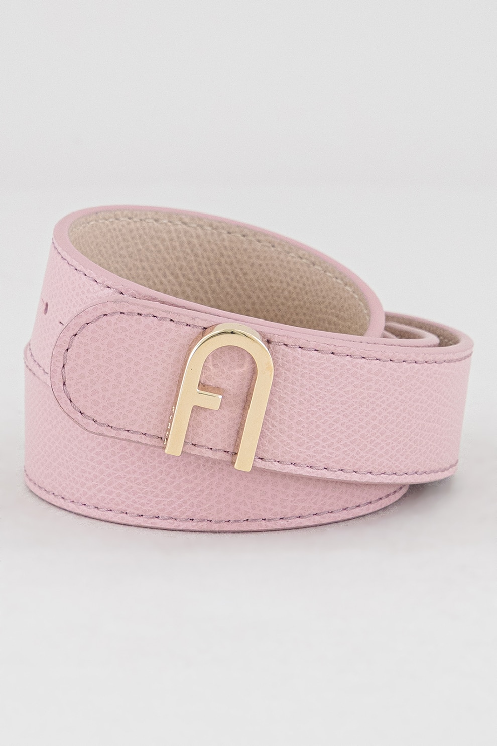 Furla, Curea de piele cu catarama cu logo Flow, Roz deschis, 90 - eMAG.ro