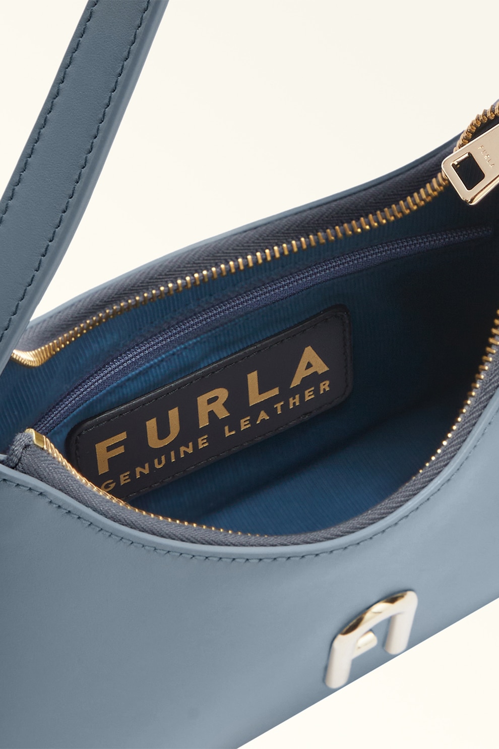 Furla, Geanta de piele cu bareta de umar Diamante, Albastru prafuit - eMAG.ro