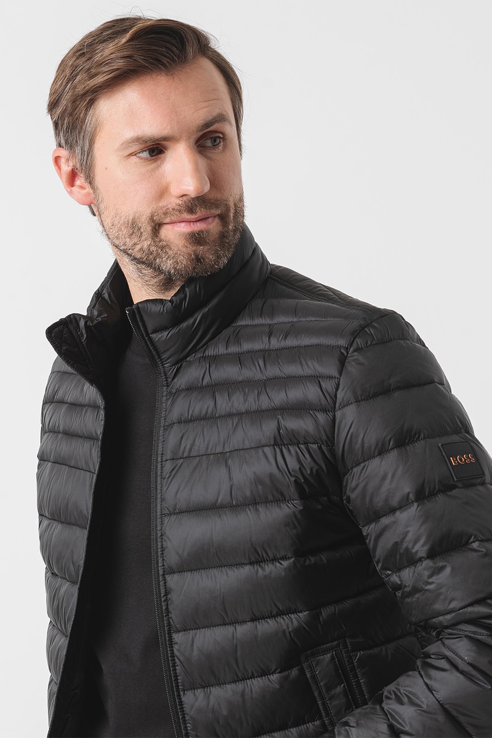 BOSS, Geaca usoara matlasata Oden, Negru, 48 - eMAG.ro