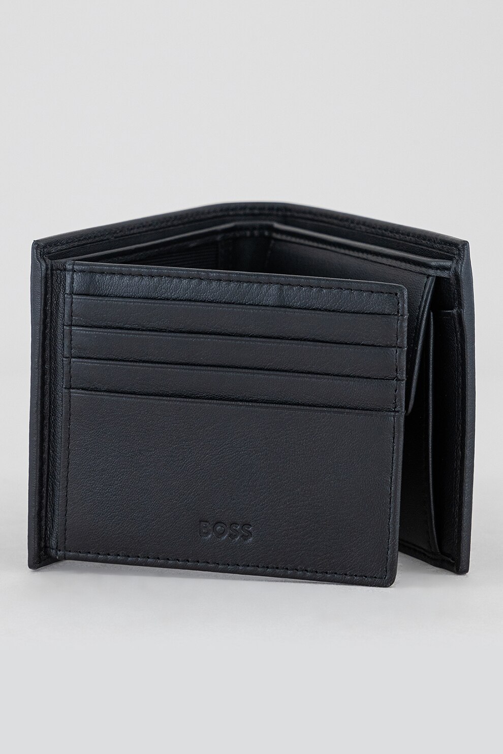 BOSS, Portofel pliabil de piele Randy, Negru - eMAG.ro