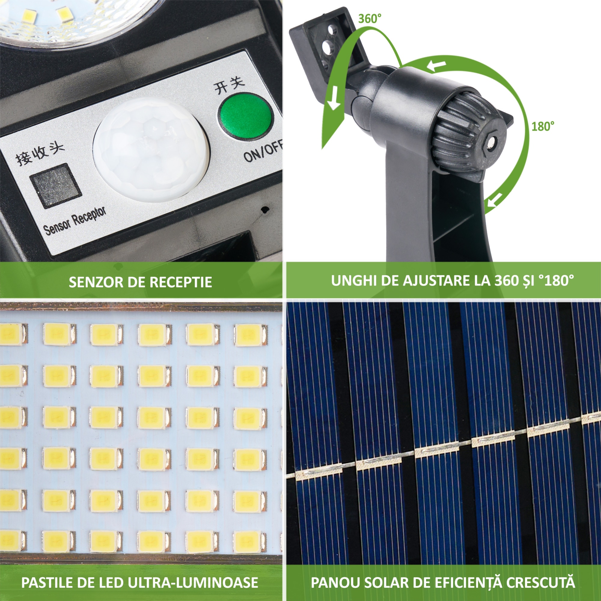 Proiector Solar GD-2202, Scop®, Cu senzor de Miscare, LED Integrat ...