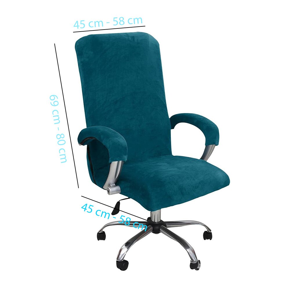 Husa scaun birou ElastiX, catifea, turcoaz, XL, 58 cm x 80 cm x 58 cm ...