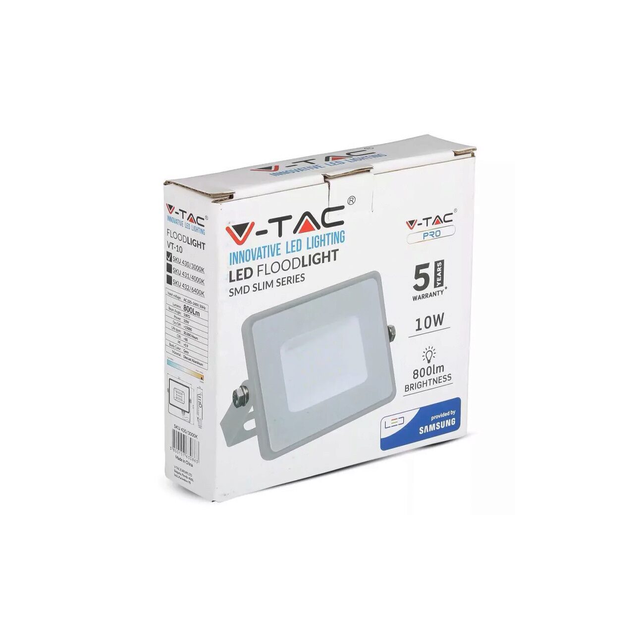 Proiector led, 10W, 4000K, IP65, 800 lm, Gri, 115 x 108 x 26 mm, cip ...