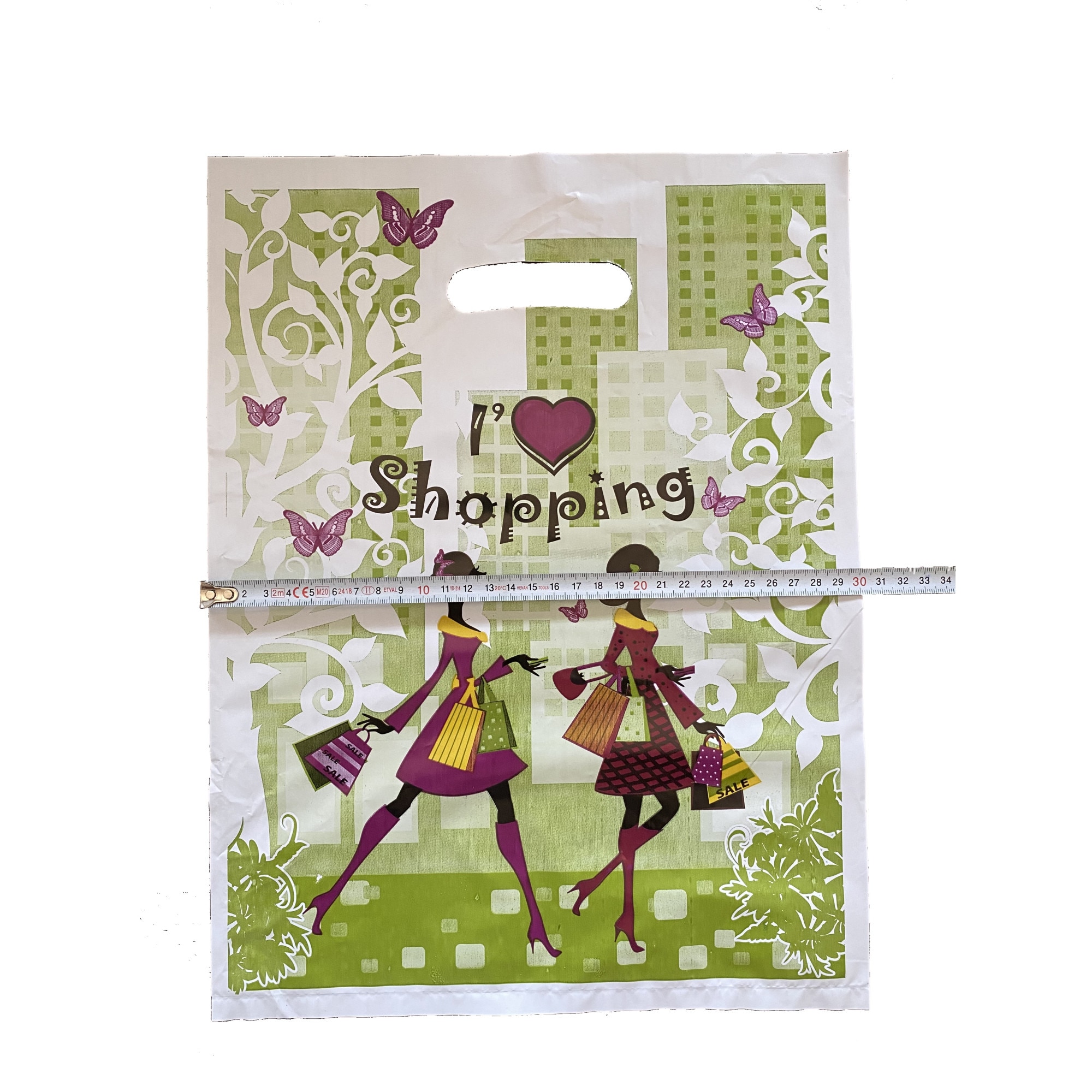 Set 50 bucati, Punga Plastic, tip Banana, fara maner intarit, 300x400 ...