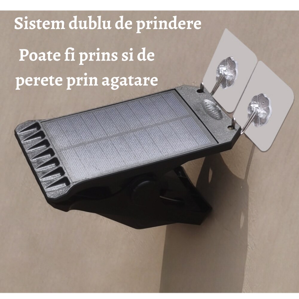 Lampa solara pentru exterior, clema de prindere, senzor de miscare si ...