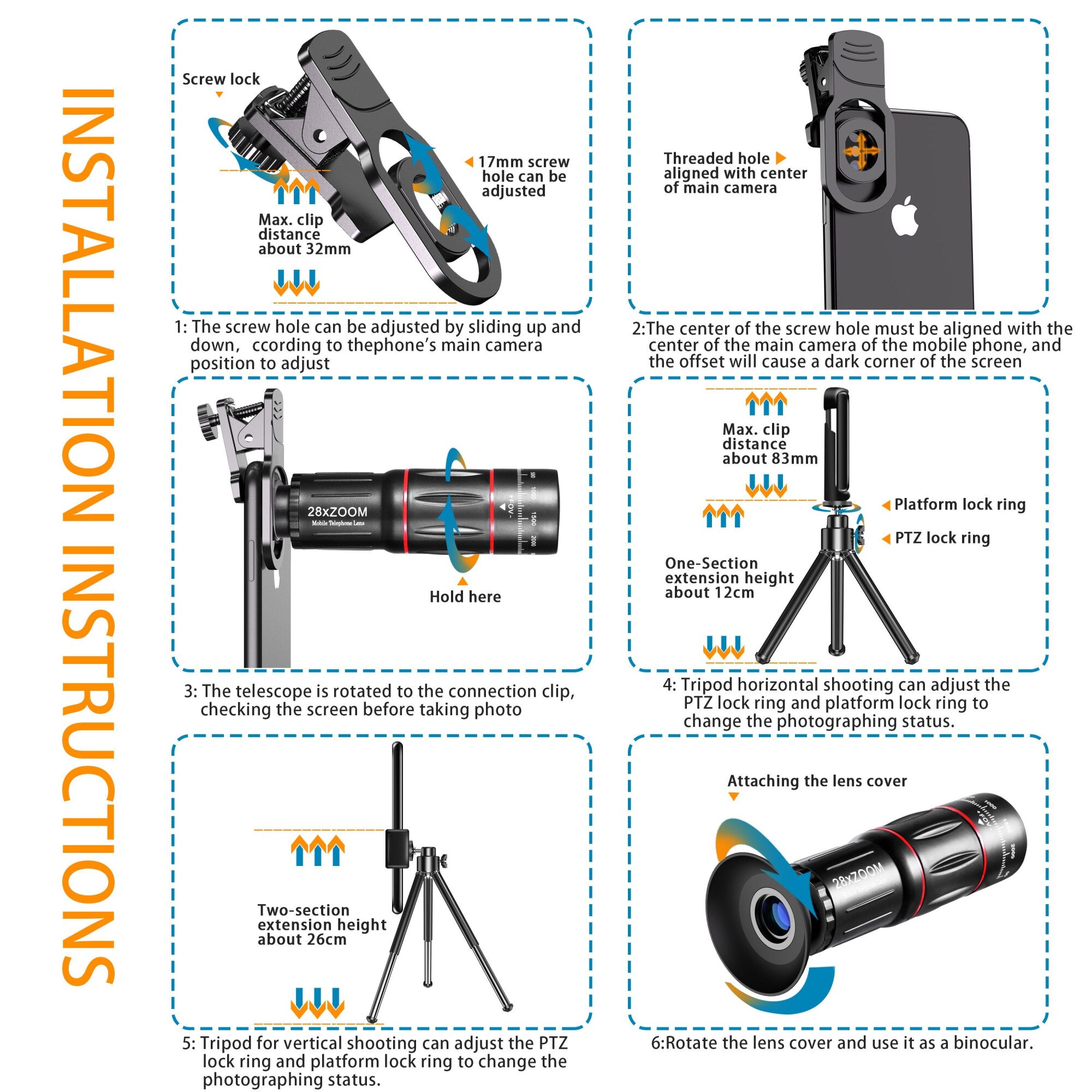 Kit de lentile pentru camera pentru telefon mobil, Jeswo, 28 x Zoom ...
