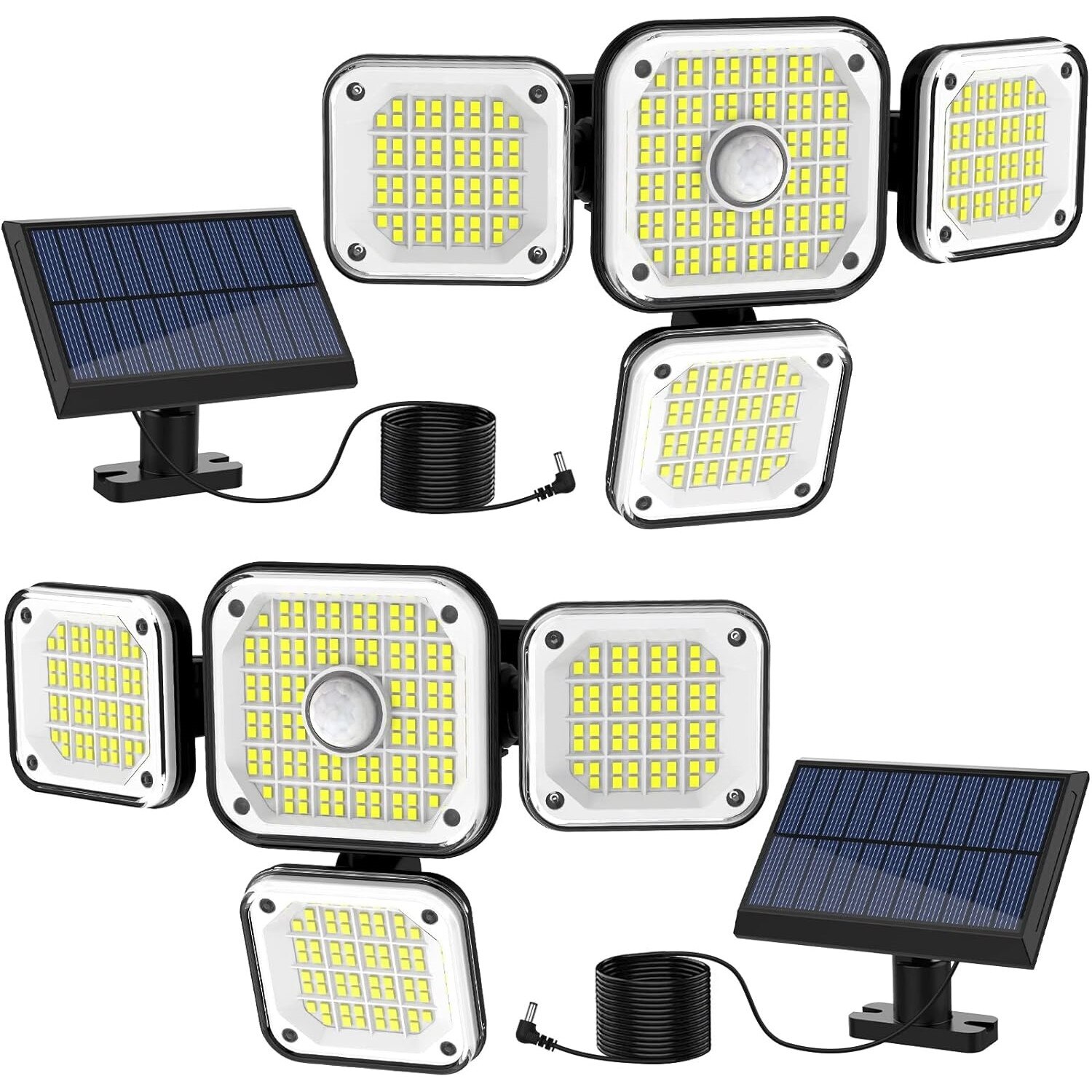 Set de 2 lampa solara LED cu panou solar, telecomanda si senzor de ...