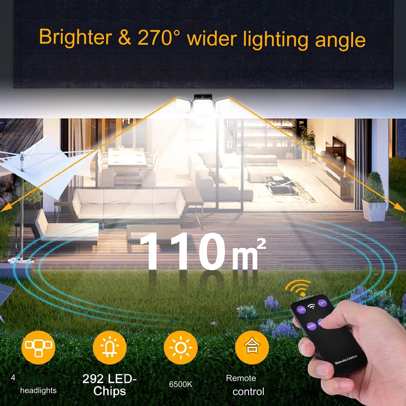 Set de 2 lampa solara LED cu panou solar, telecomanda si senzor de ...