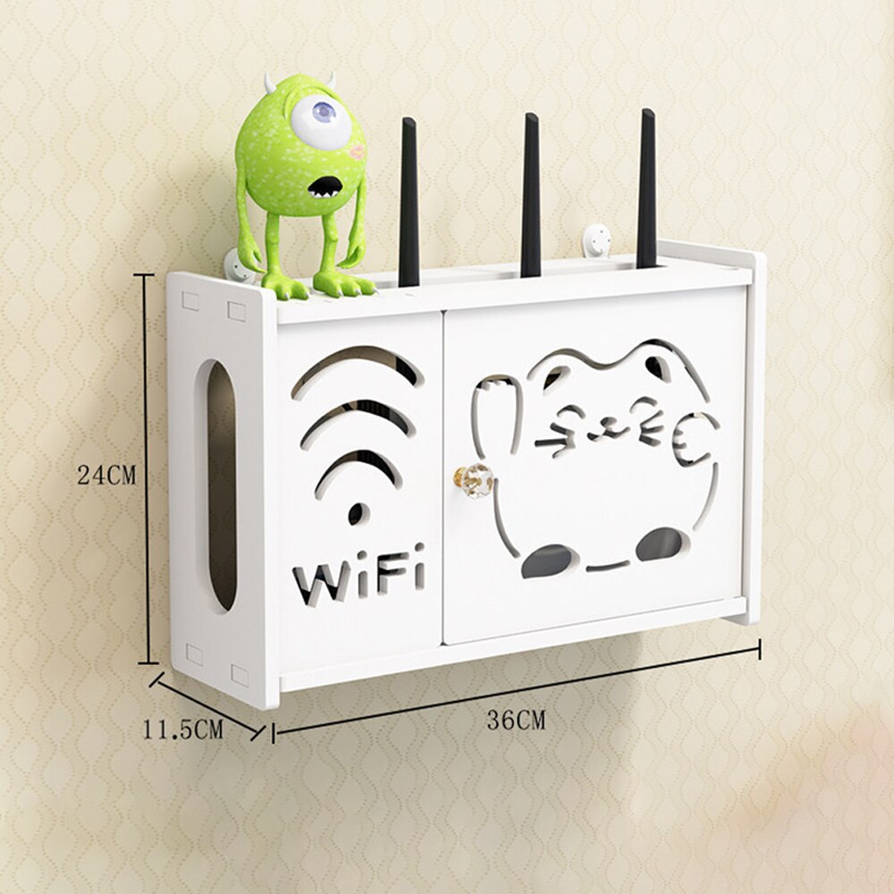 Raft pentru router, Jeswo, PVC, 36x24x11.5 cm, Alb - eMAG.ro
