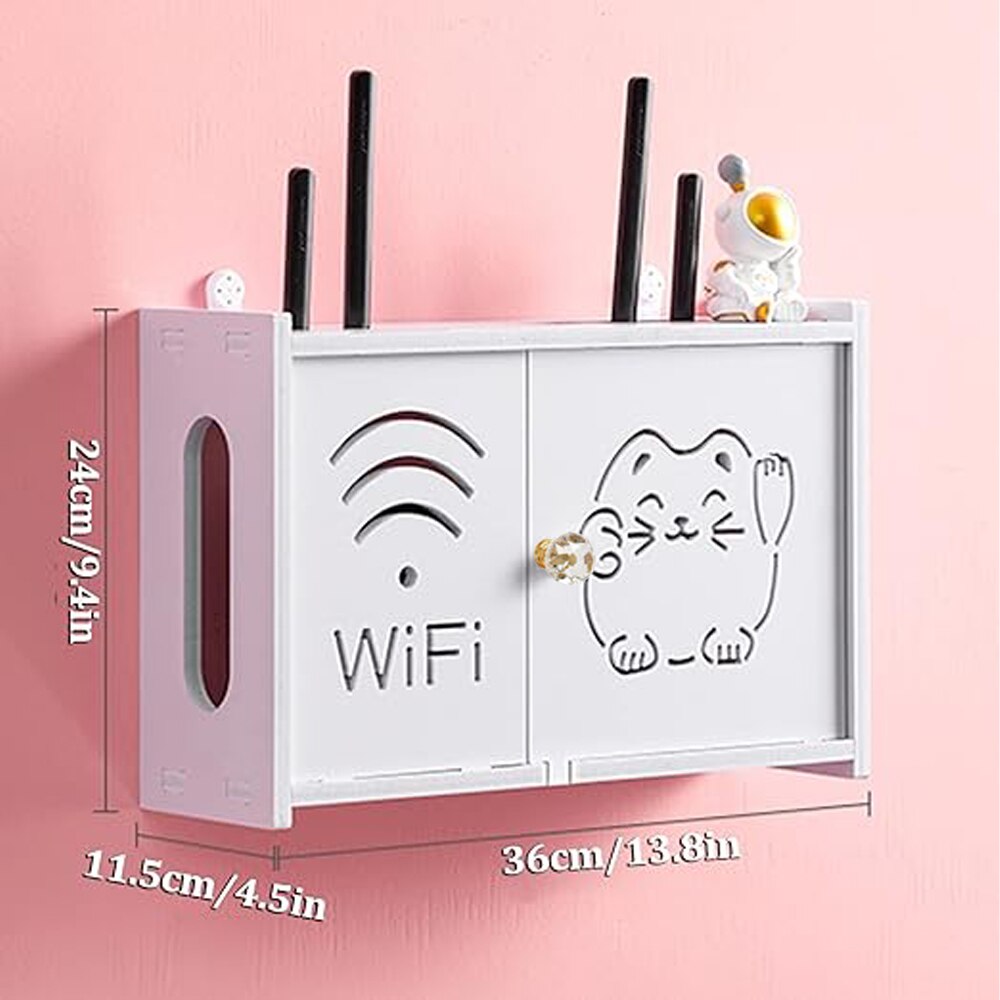 Raft pentru router, Jeswo, PVC, 36x24x11.5 cm, Alb - eMAG.ro