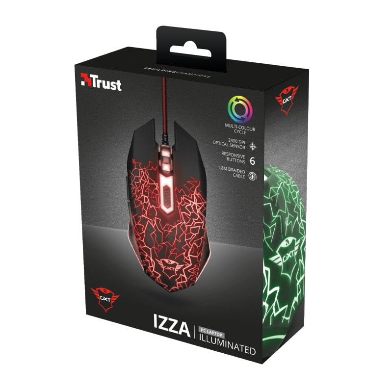 Mouse de gaming, Scop®, iluminat, Trust GXT 105, Izza 800-2400 DPI, 6 ...