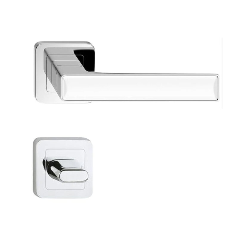 Set maner usa interior STYLE cu rozeta Baie / wc, nichel / alb - eMAG.ro