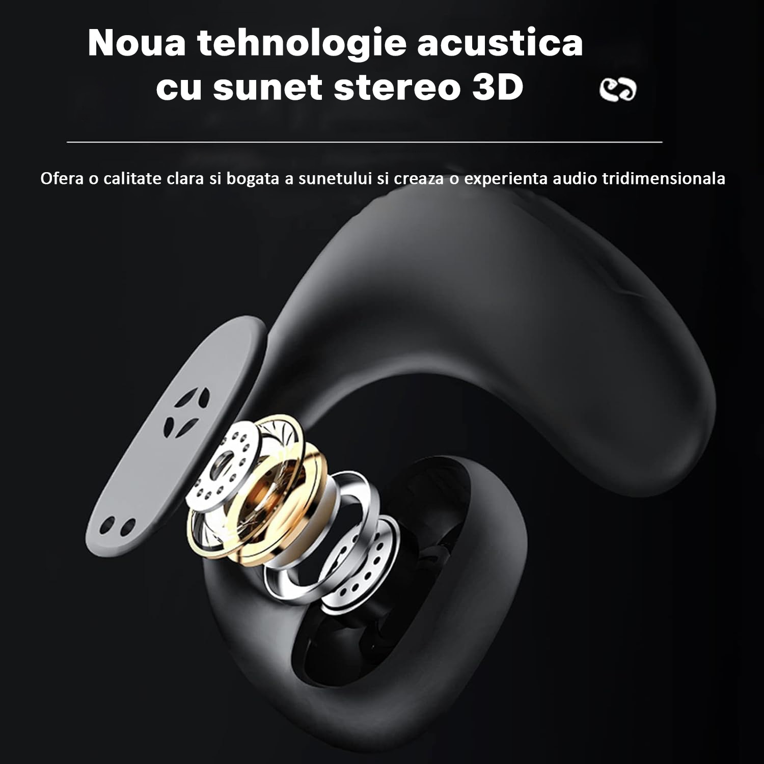 Casti Wireless Audio fara fir X6pro, 3D Stereo, Vichema®Tech, Conductie ...