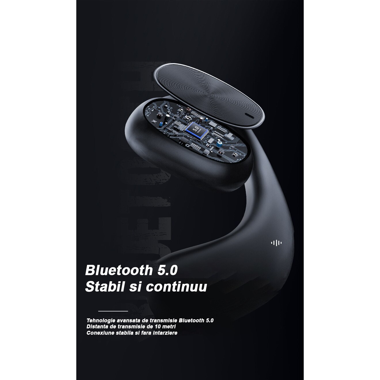 Casti Wireless Audio fara fir X6pro, 3D Stereo, Vichema®Tech, Conductie ...