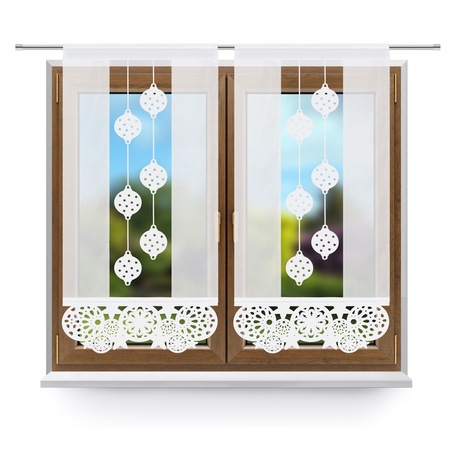 Perdea Panou Bleuri de Craciun 60x130 cm Alb - eMAG.ro