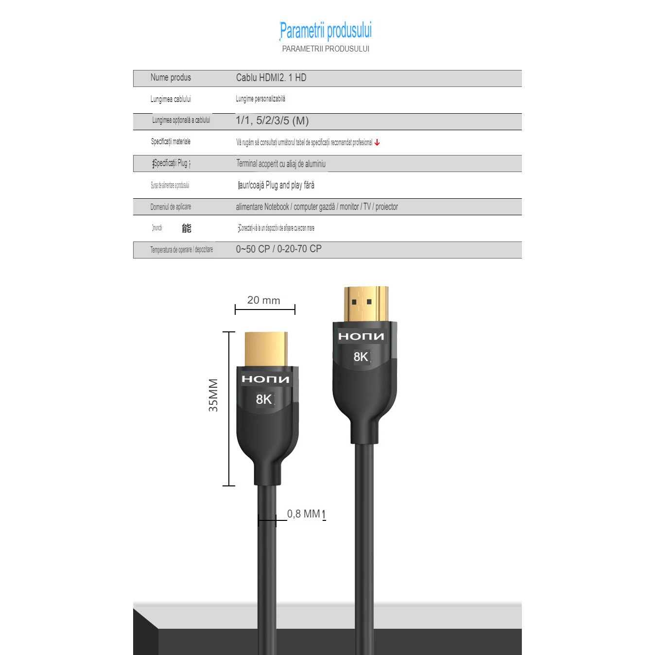 Cablu HDMI de inalta calitate pentru computer, pentru monitor Tv ...