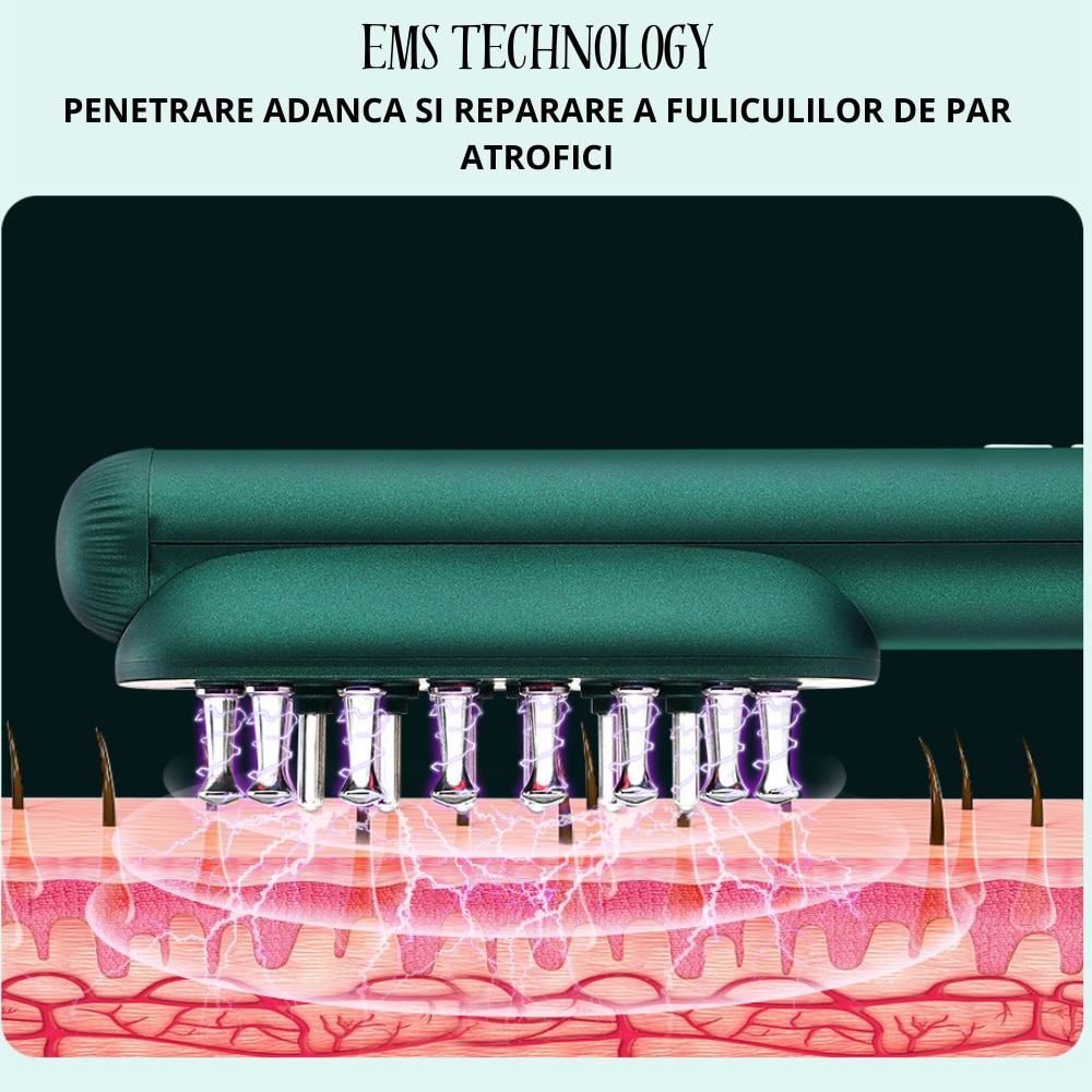 Perie de par led electrica, tehnologie radiofrecventa, stimuleaza ...