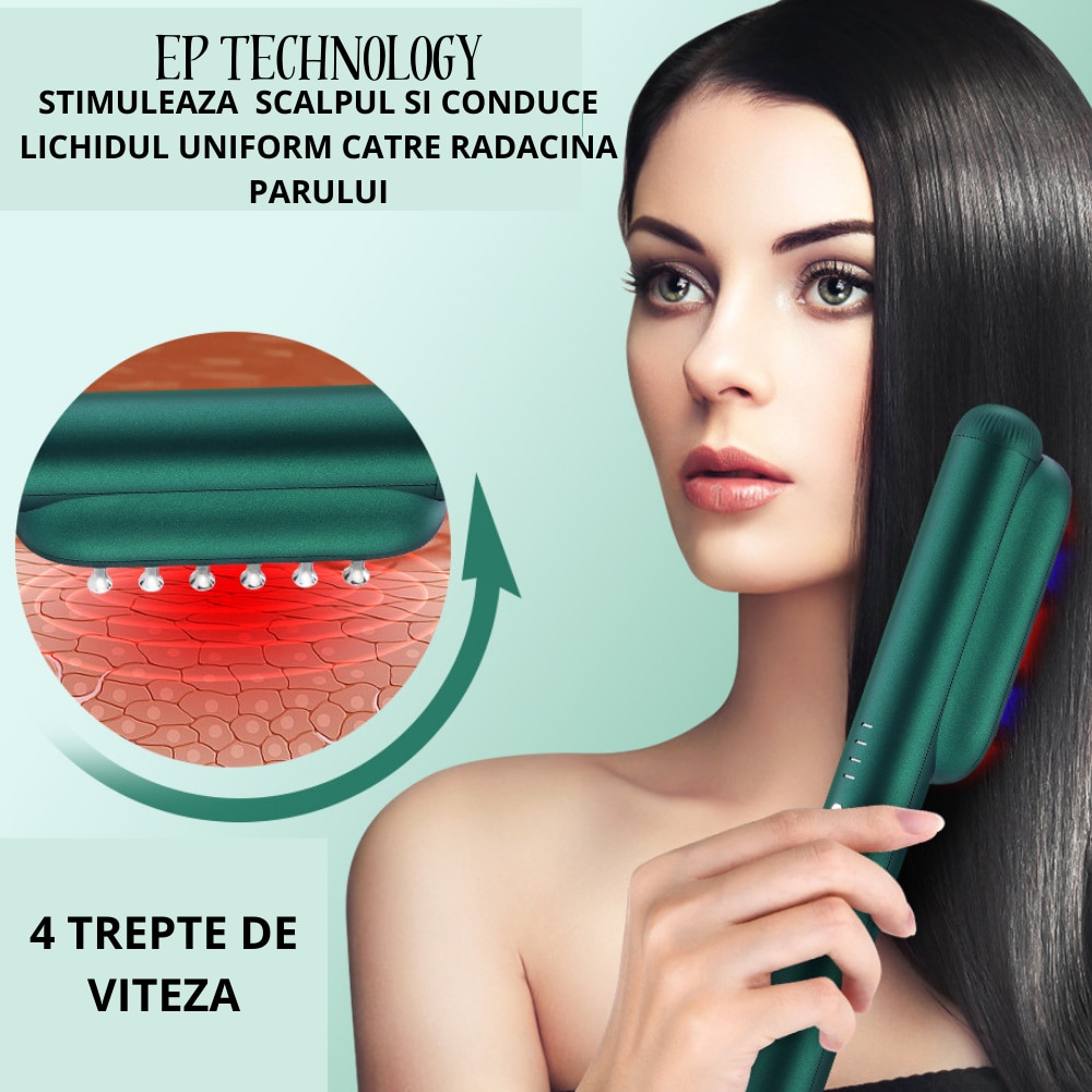 Perie de par led electrica, tehnologie radiofrecventa, stimuleaza ...