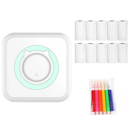 Set Mini imprimanta termica si 10 role hartie 57x25mm, Vaxiuja, Set de ...