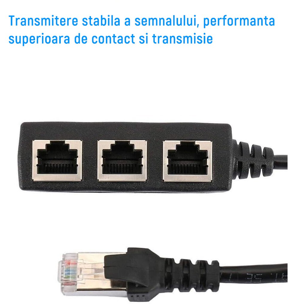 Cablu adaptor de retea, Vaxiuja, RJ45, 2500 MB, Reteaua este impartita ...
