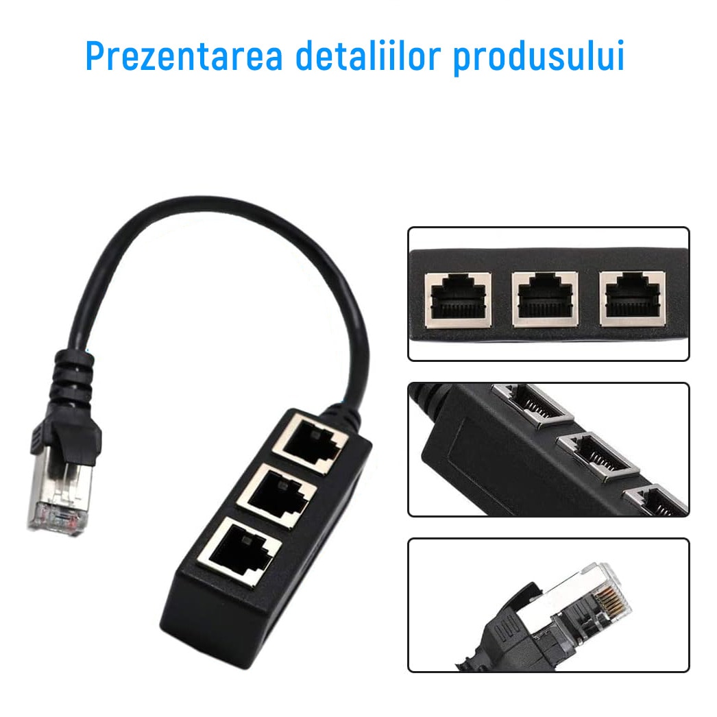 Cablu adaptor de retea, Vaxiuja, RJ45, 2500 MB, Reteaua este impartita ...