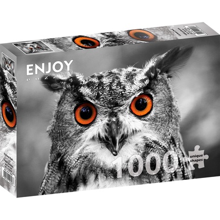 1000 darabos puzzle készlet ENJOY - Kíváncsi bagoly és fóliák a puzzle ...