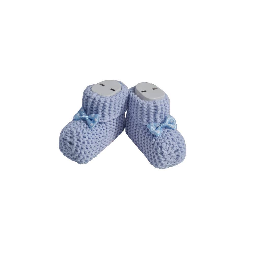 Botosei Tricotati cu Fundita, Albastru, 0-3 luni - eMAG.ro