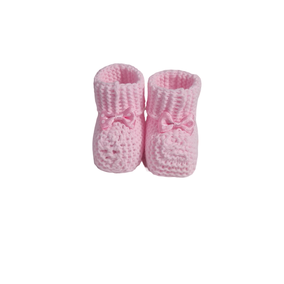 Botosei Tricotati cu Fundita, Roz, 0-3 luni - eMAG.ro