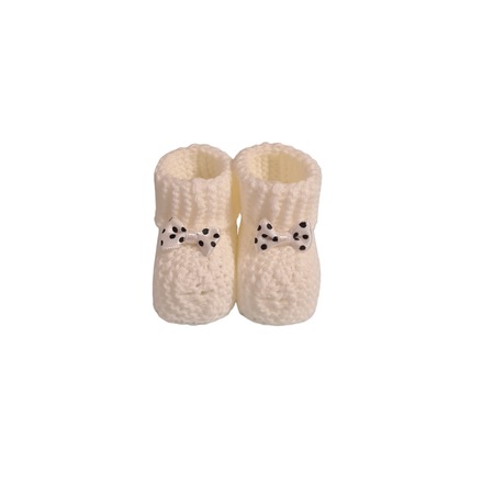 Botosei Tricotati cu Fundita, Alb, 0-3 luni - eMAG.ro