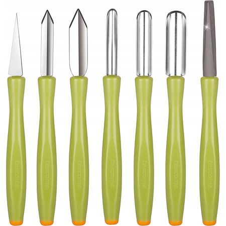 Set 7 cutite pentru sculptare, Inox, Argintiu\Verde - eMAG.ro