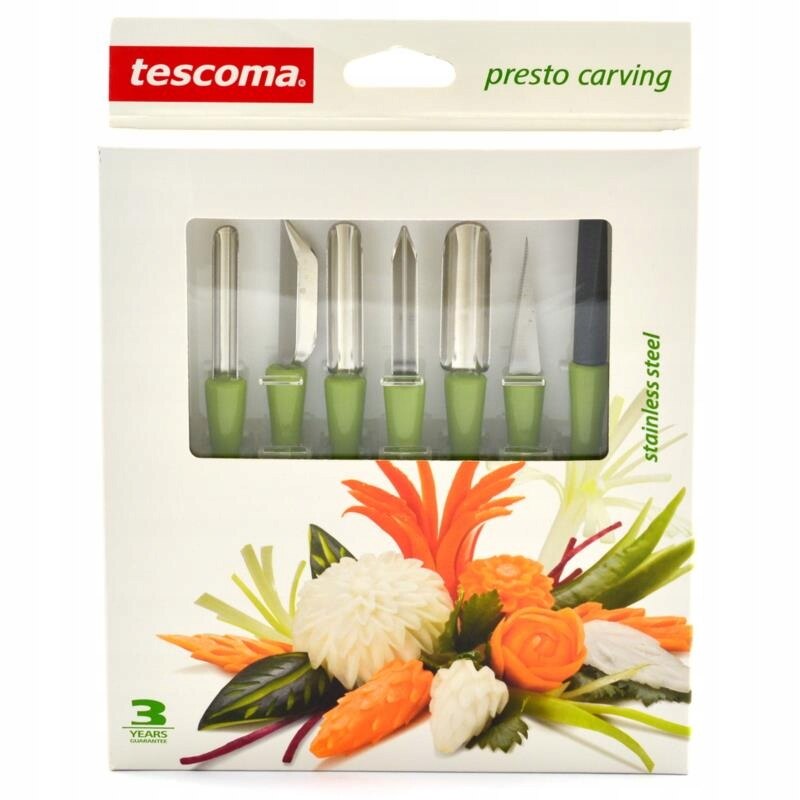 Set 7 cutite pentru sculptare, Inox, Argintiu\Verde - eMAG.ro