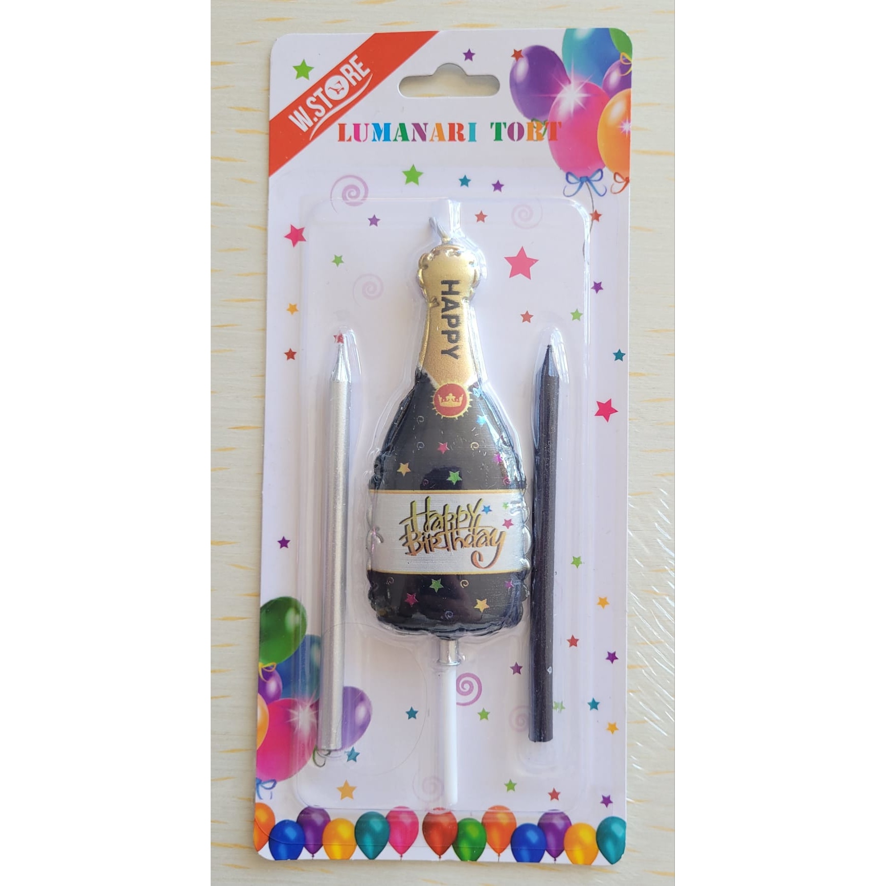 Set 3 lumanari tort sampanie Happy Birthday - eMAG.ro