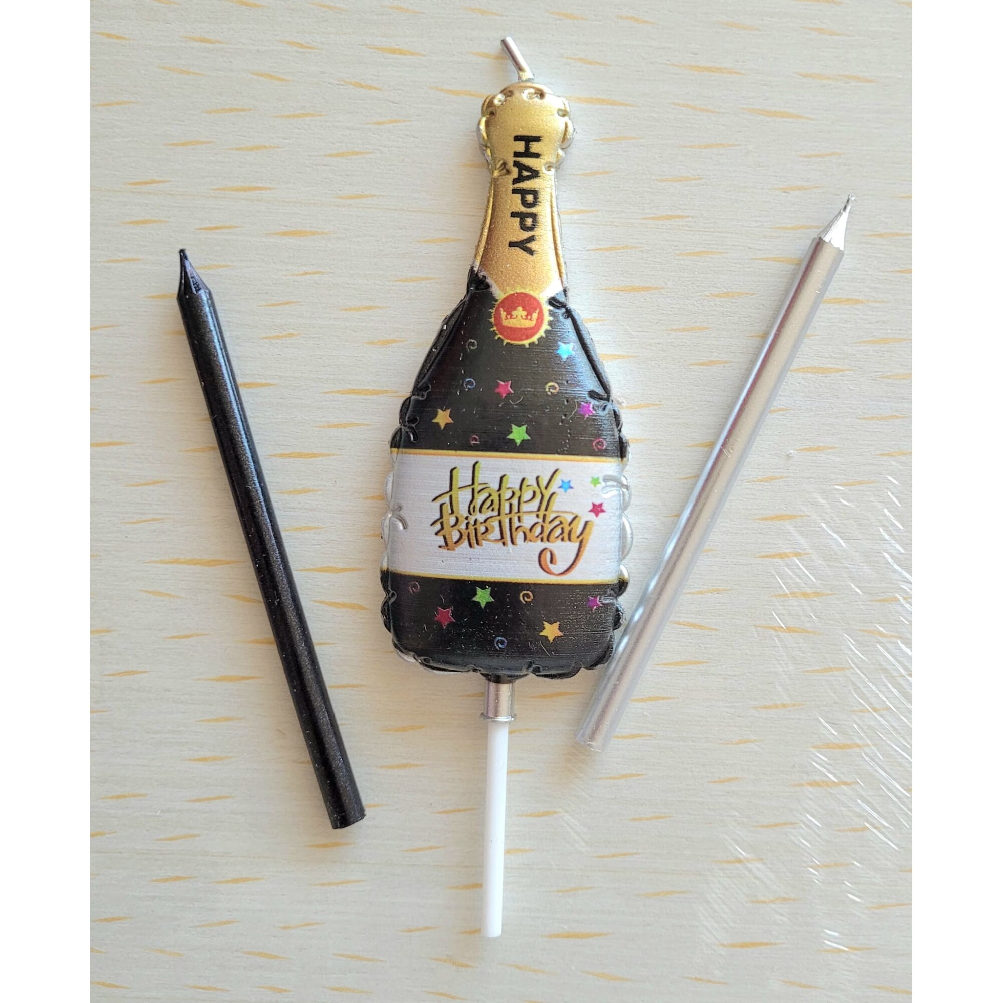 Set 3 lumanari tort sampanie Happy Birthday - eMAG.ro